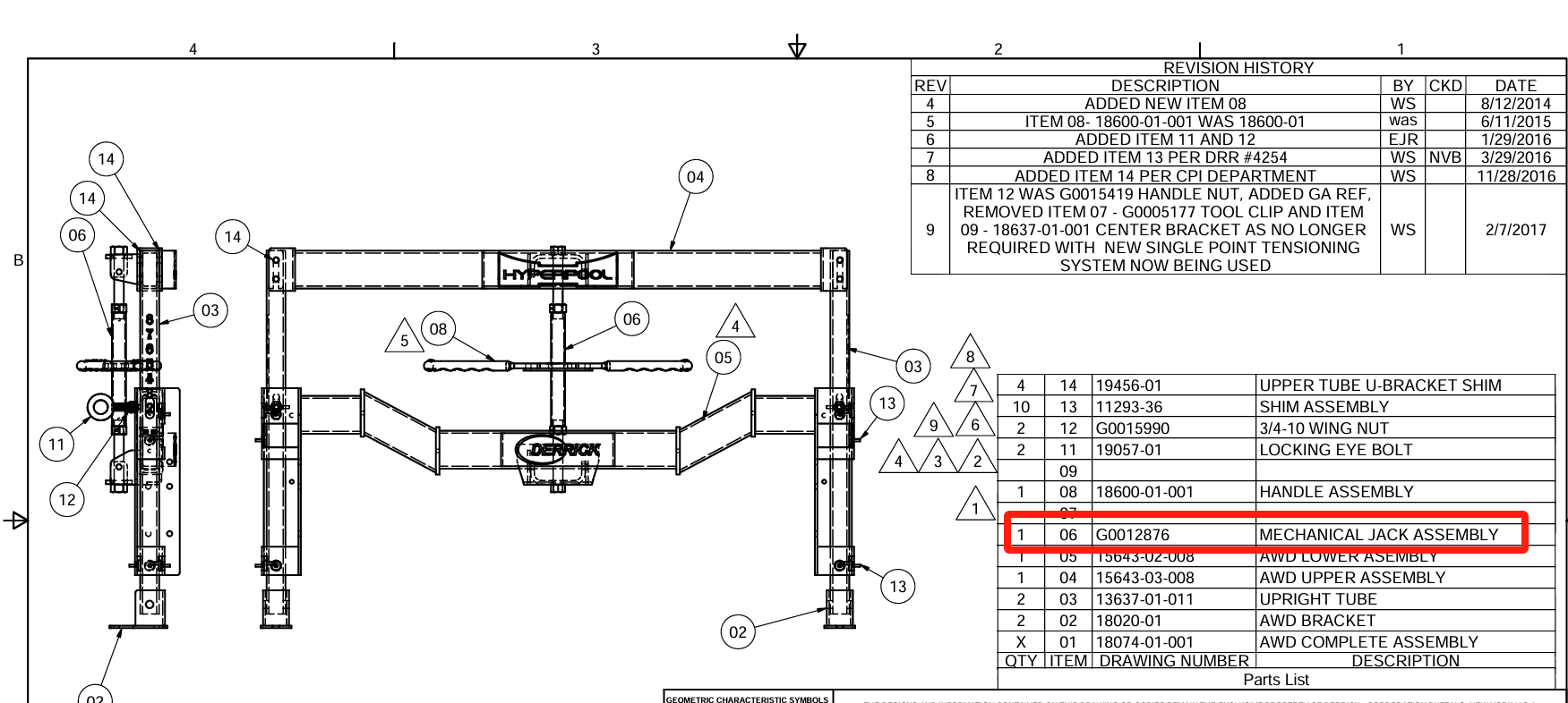 G0012876 mechenical Jack assembly