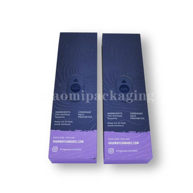Biodegradable Cardboard THC Vape Pen Box W/ Press Button & EVA Insert