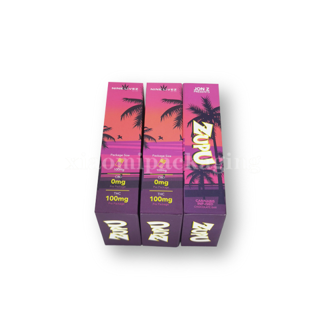 Compostable Slim Cardboard THC Chocolate Bar W/ Press Button & EVA Insert