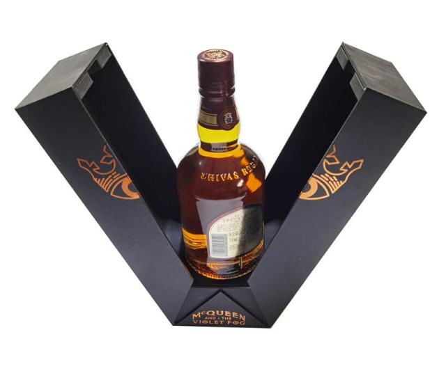 Classy Velvet-lined Cardboard Rum Bottle Gift Box