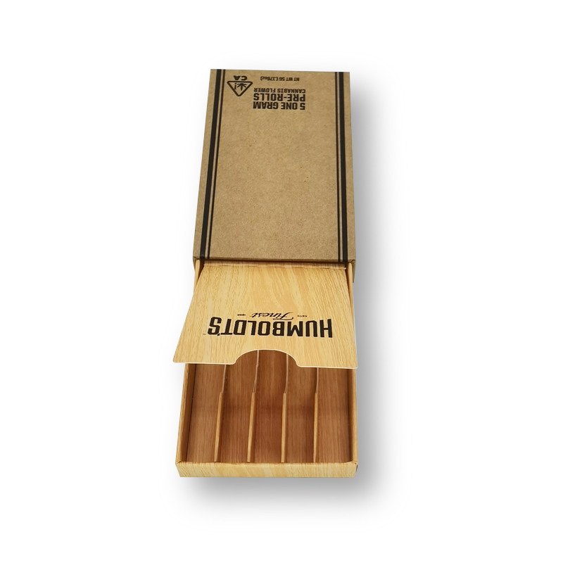 Compostable Slim Kraft Paper 5 Pre-roll Joint Box W/ Press Button
