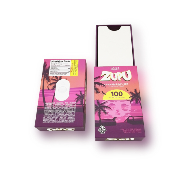 Compostable Slim Cardboard THC Chocolate Bar W/ Press Button & EVA Insert