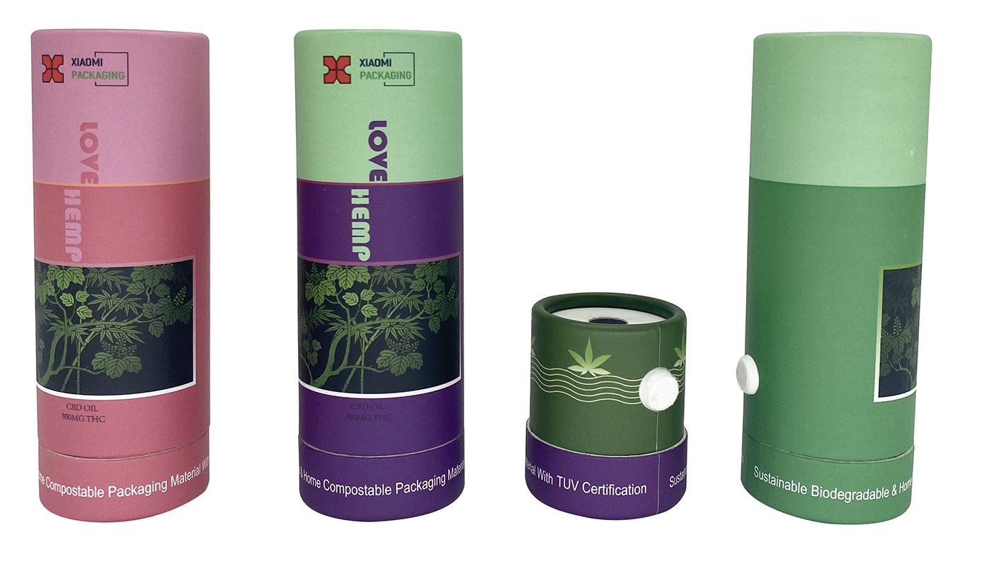 Compostable & Recyclable CR Paper Tube W/ Paper Pulp Button