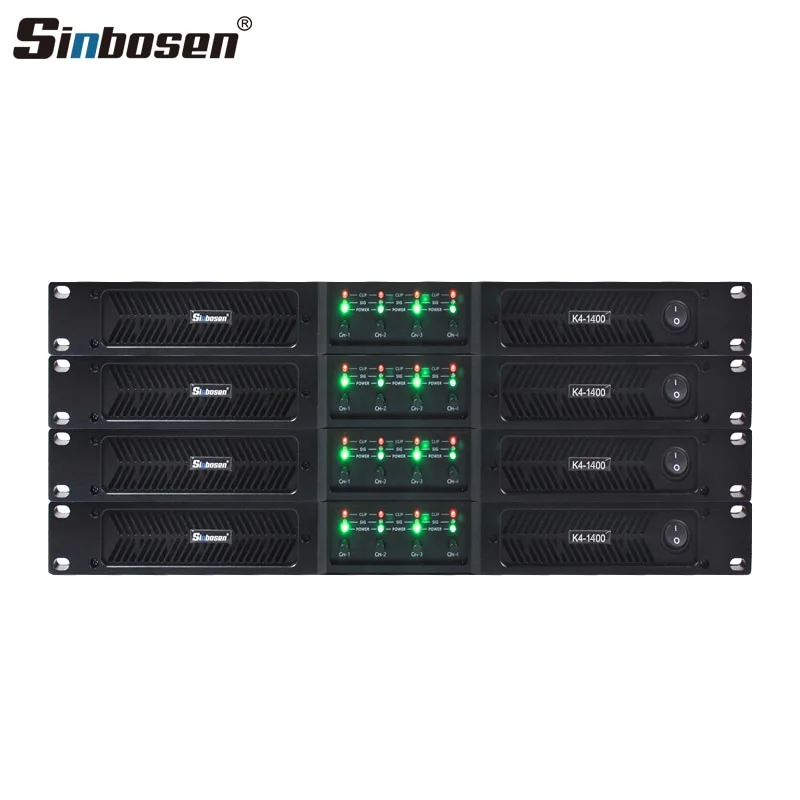 Sinbosen dj power amplifier Professional class d 4 channels 1400w 1u Digital K4-1400,4 Ohms Stable