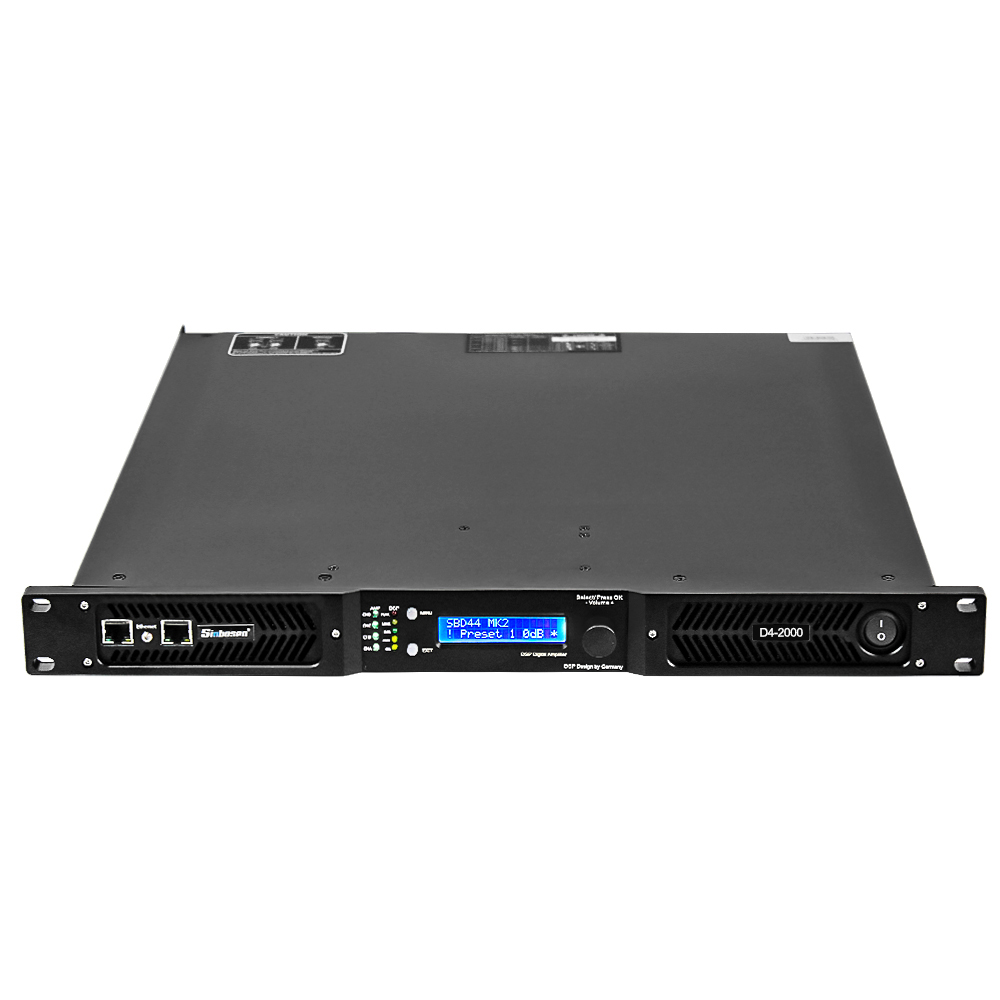 1U Digital Sound Audio 4 Speaker D4-2000 DSP Power Amplifier,2 Ohms Stable
