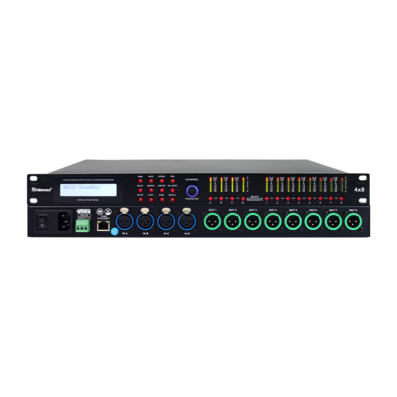Digital audio processor 4 input 8 output loudspeaker management system AD48