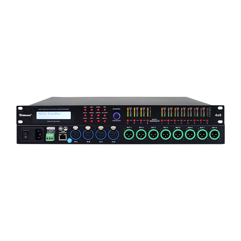 Digital audio processor 4 input 8 output loudspeaker management system AD48