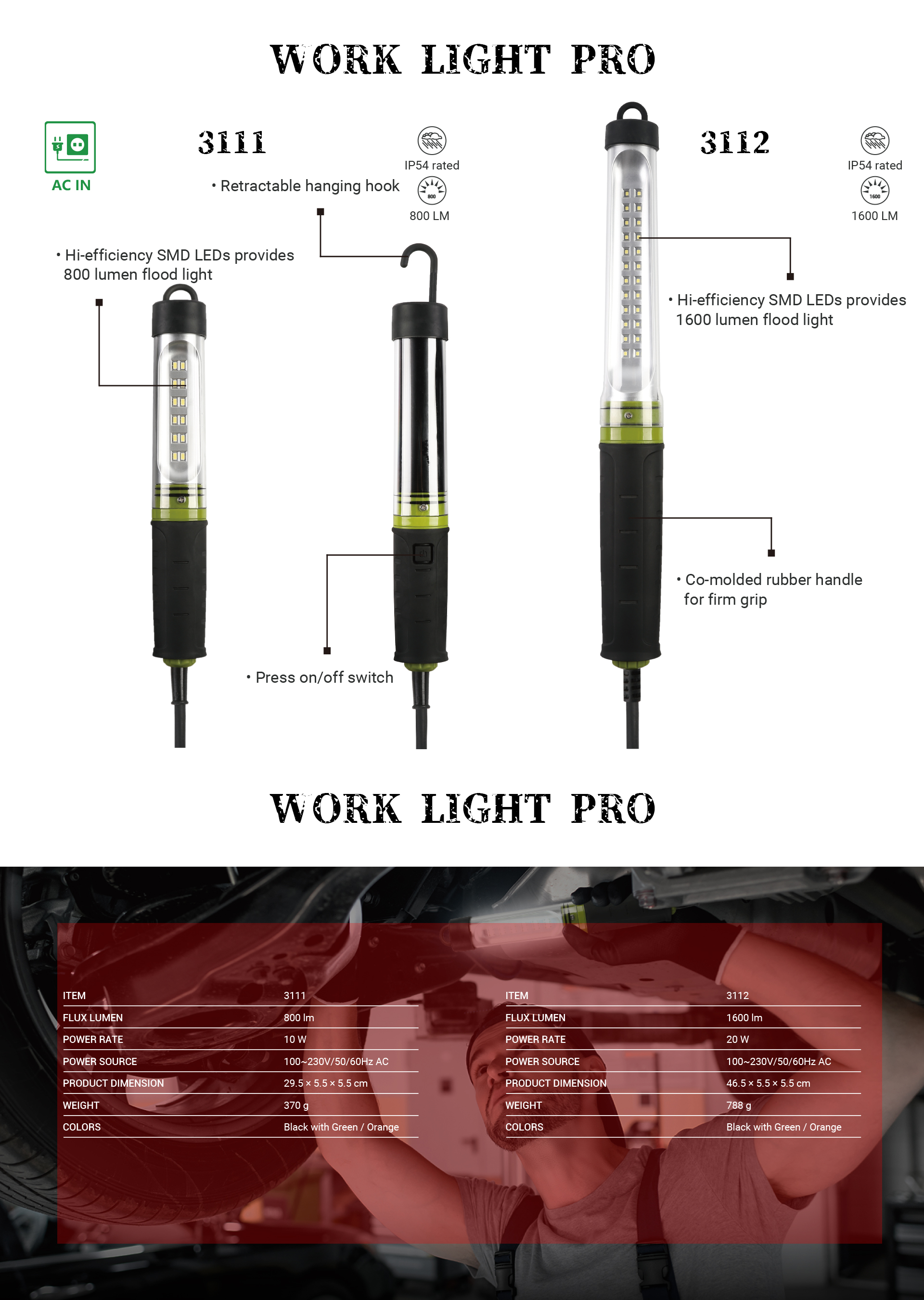 3111 AC Plug-in Hand-held Work Light