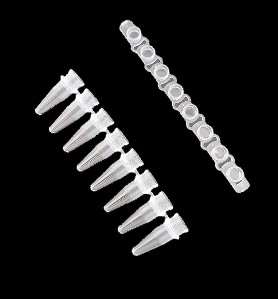 MUHWA 8 Strips PCR Tubes 0.2ml Thin Wall with Flat Cap, DNase/RNase Free, Pyrogen Safe, Pack of 125