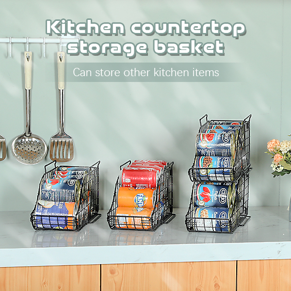 4 Tier Stackable Can Storage Basket with Covers