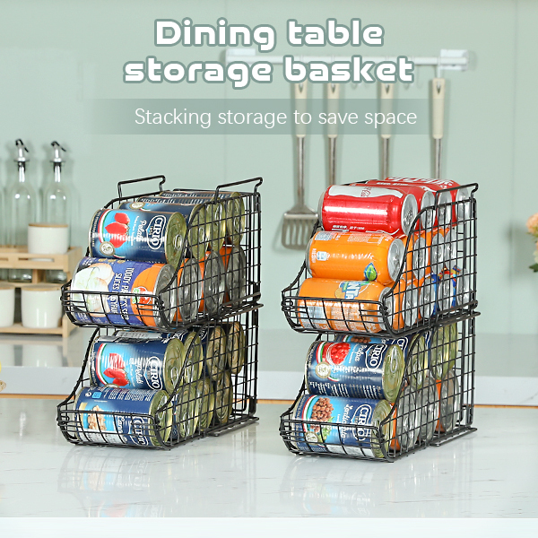 4 Tier Stackable Can Storage Basket with Covers