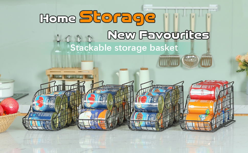 4 Tier Stackable Can Storage Basket with Covers