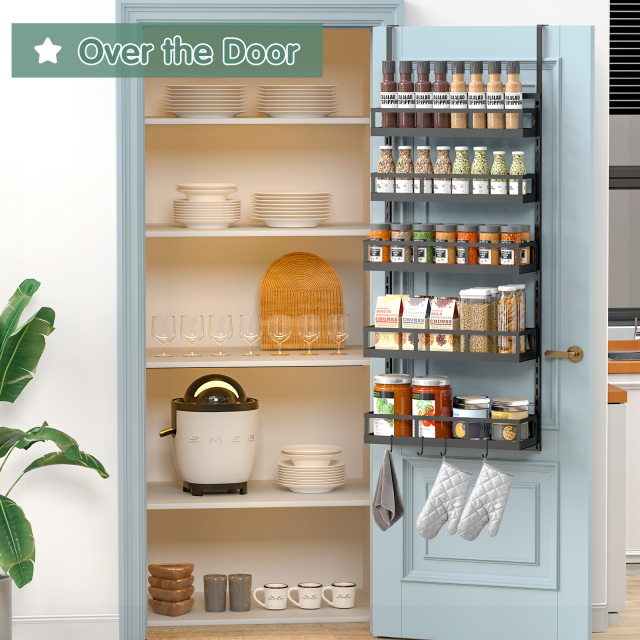 5 Tier Adjustable Hanging Spice Rack Wall Mounted & Over the Door