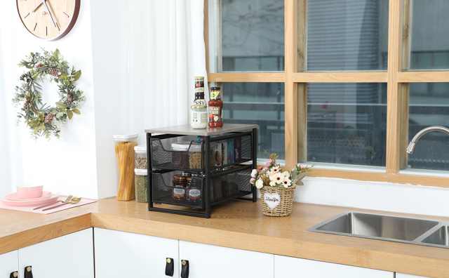 2-Tier Sliding Drawer Closet Organizers Basket Organizer