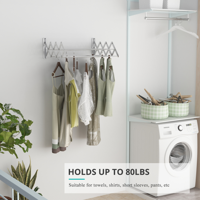 Wall Mounted Clothes Aluminium Alloys Retractable Laundry Drying Rack