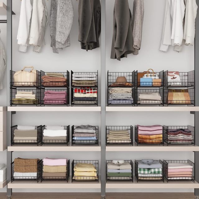 4-tier Sliding Stackable Closet Organizers and Drawer Storage Shelves