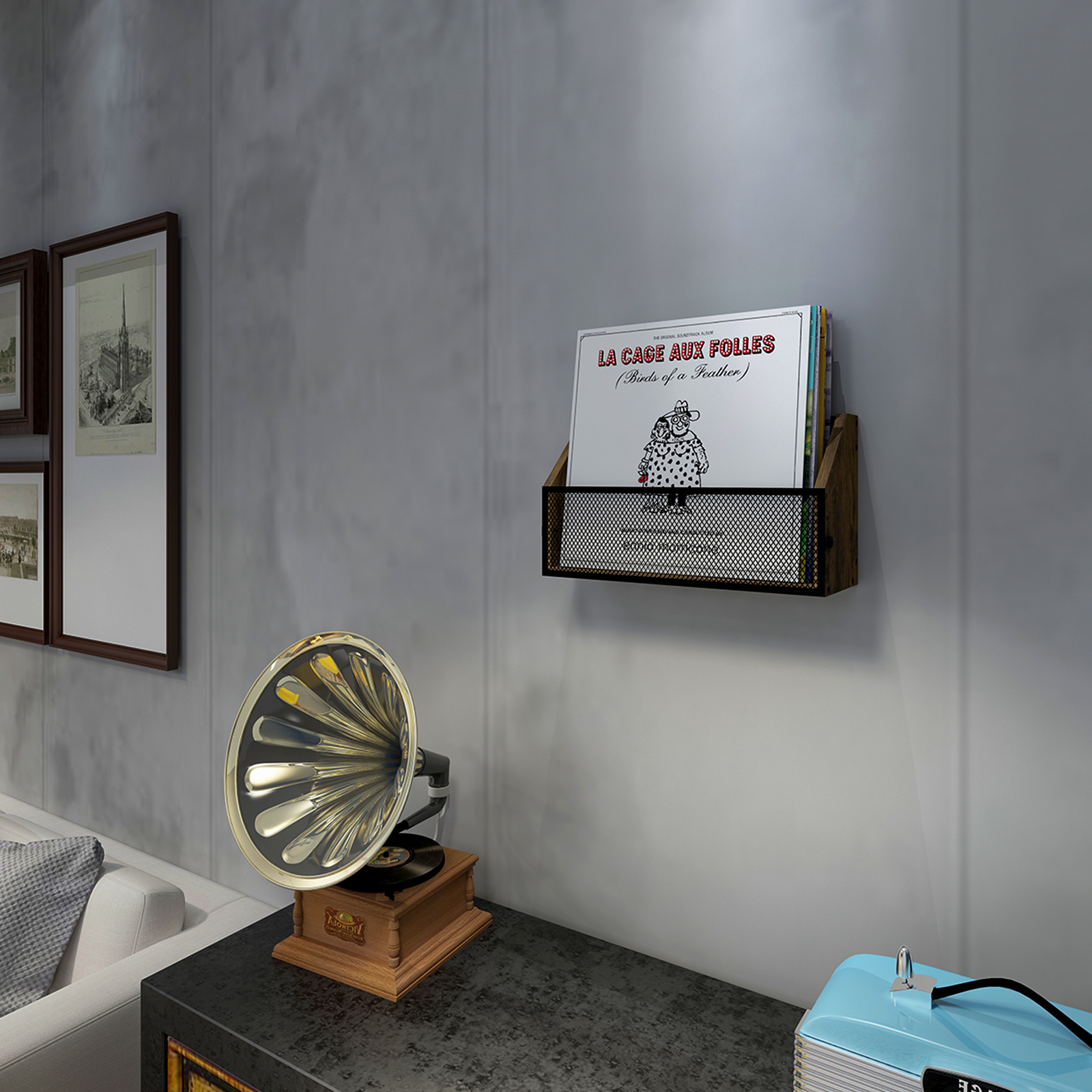 Wall Mounted or Countertop Record Storage Box