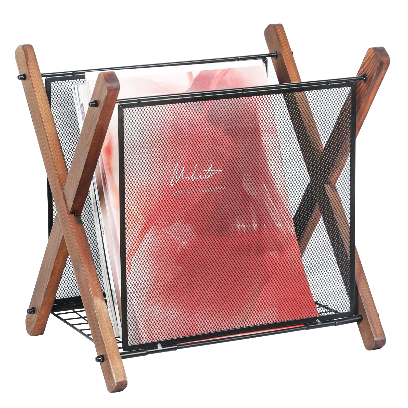 X Shape Magazine Record Rack Storage