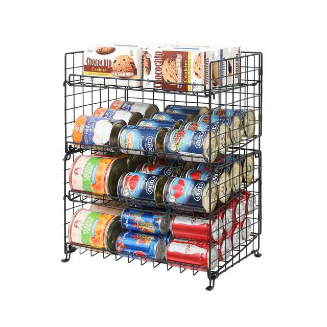 4-Tier Stackable Adjustable Can Rack Organizer Up to 62 Cans
