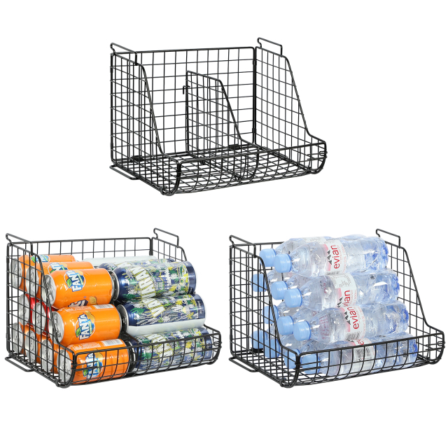 Stacking Can Dispensers 3 Tier with 3 Divider Food Rack Wire Bins for ...