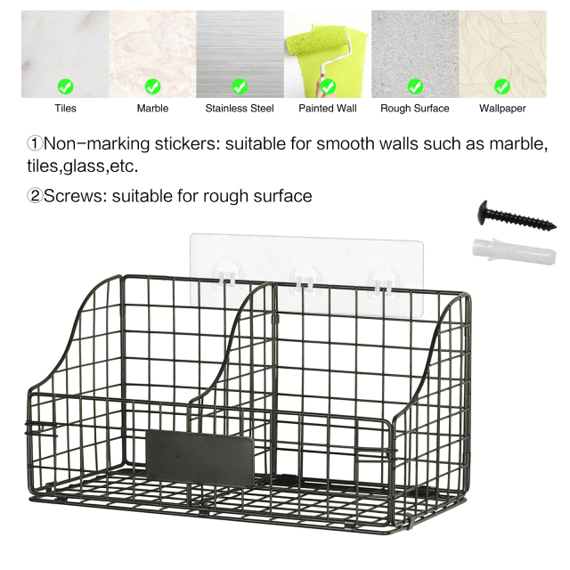 2 Set Foldable Wall Mounted Wire Basket with Nameplates