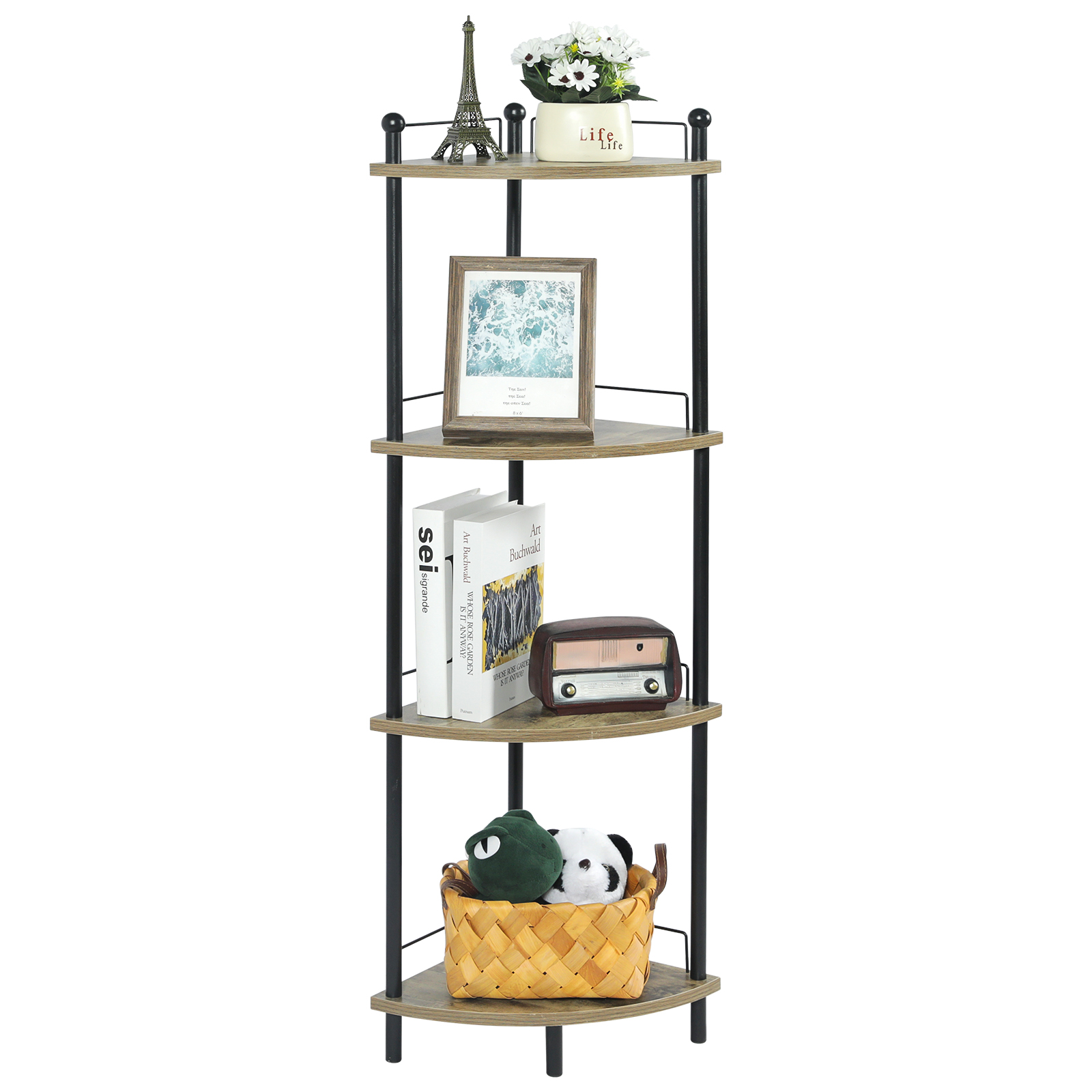 4 Tier Corner Shelf Free Standing Corner Shelves Multipurpose Corner ...