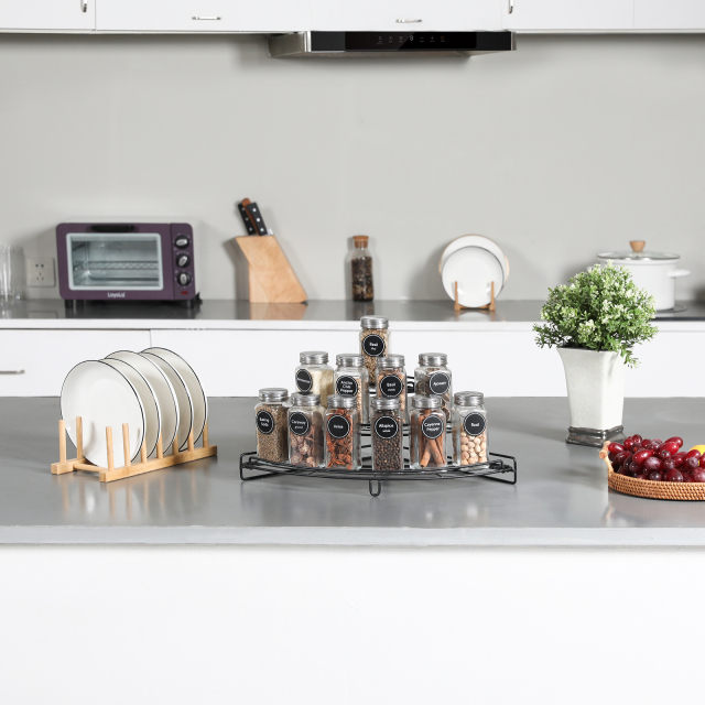 2 Pack Corner Spice Rack 3 Tier Spice Organizer for Lazy Susan Cabinet