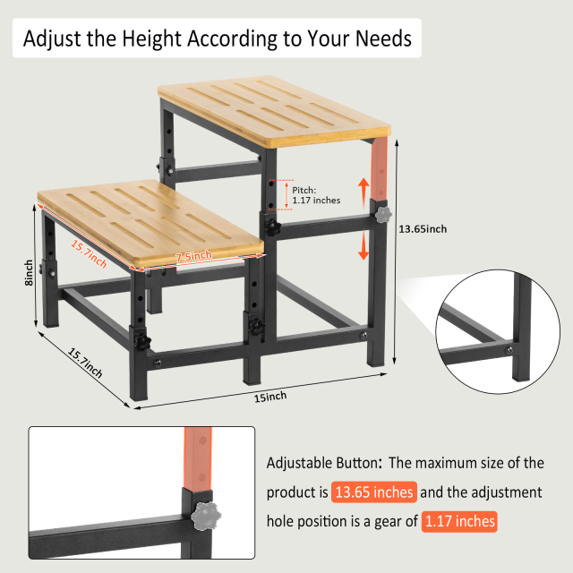 Bamboo Two Step Stools Multi-Purpose Toddler Bathroom Step Stool