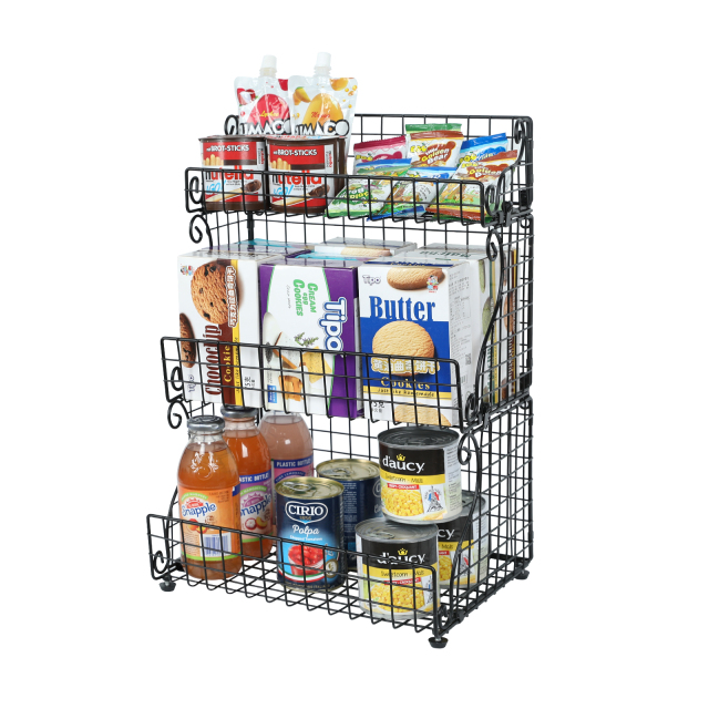 3-Tier Stackable Food Packet Organizer Countertop & Wall Mounted Metal ...