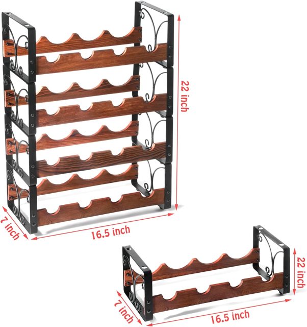 16 Bottles Stackable Wine Racks Free Standing Floor 4 Tier Champagne Rack