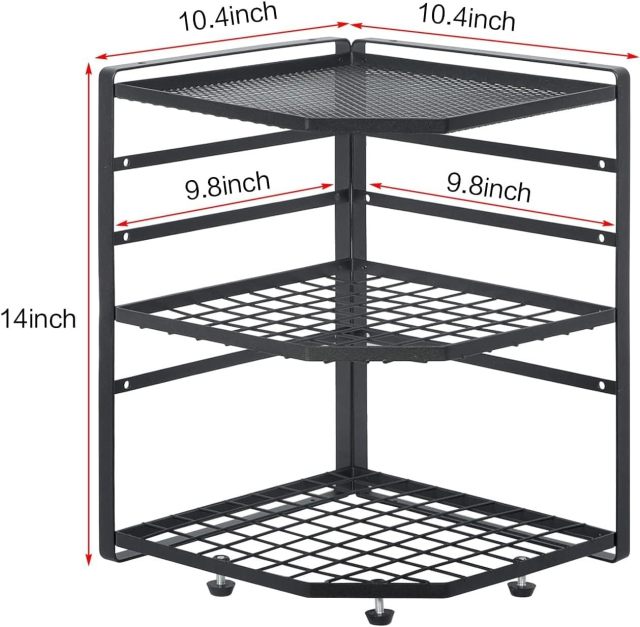 3 Tier Kitchen Corner Shelf Rack Plate Organizer for Cabinet