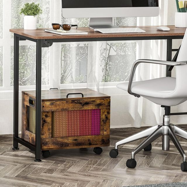 Rolling File Cabinet Hanging File Organizer Box With Lid For Home Office