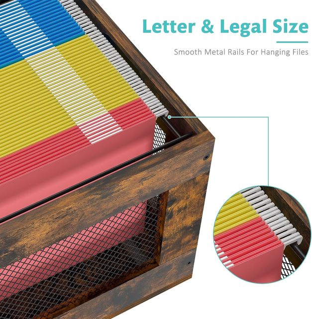 Rolling File Cabinet Hanging File Organizer Box With Lid For Home Office