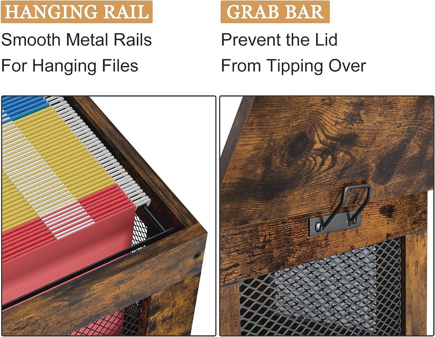 Rolling File Cabinet Hanging File Organizer Box With Lid For Home Office