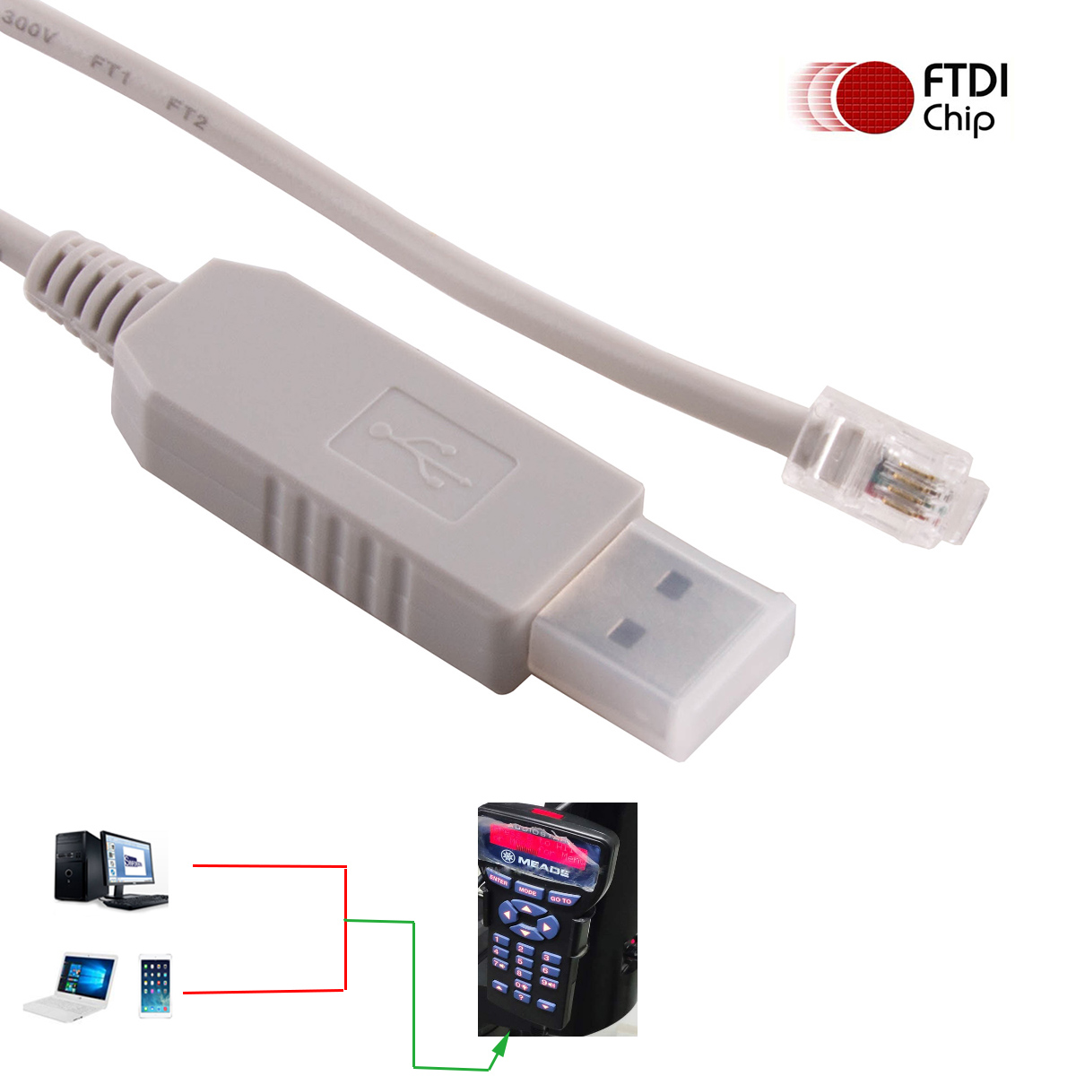 FTDI FT231XS USB TO RJ9 4P4C RS232 Serial Console Cable for Meade 505 ...