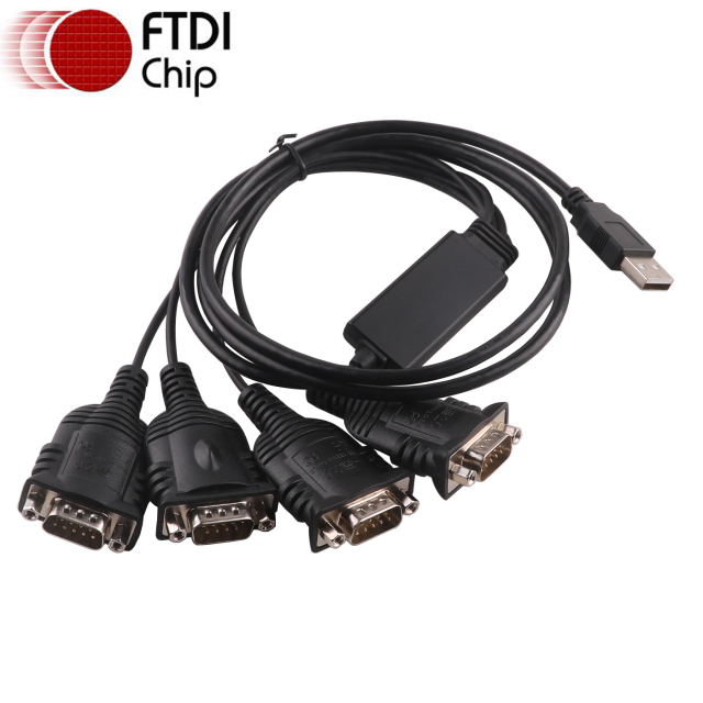 FTDI FT232RL USB to 4 Channels DB9 Male RS232 Serial Male Converter ...