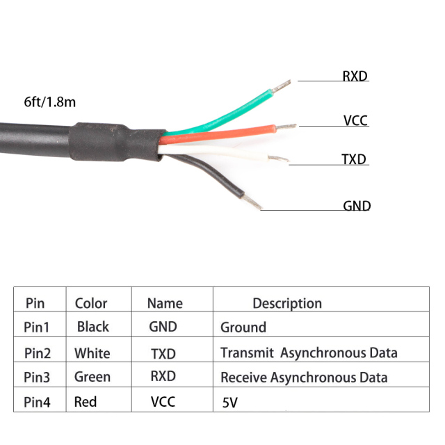 USB to 3.3V TTL Serial Cable 4P Wire End WE UARL Convertor 4 Pins 3v3 ...