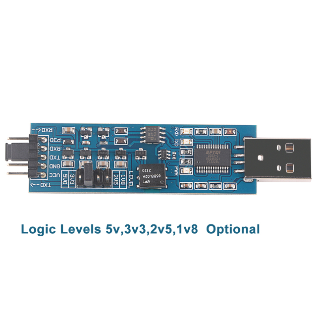USB Serial Adapter 1.8V 2.5V 3.3V 5V TTL is Board FTDI 2.54mm Terminal ...