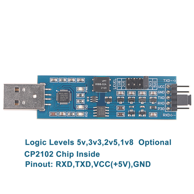 USB Serial Adapter 1.8V 2.5V 3.3V 5V TTL is Board FTDI 2.54mm Terminal ...