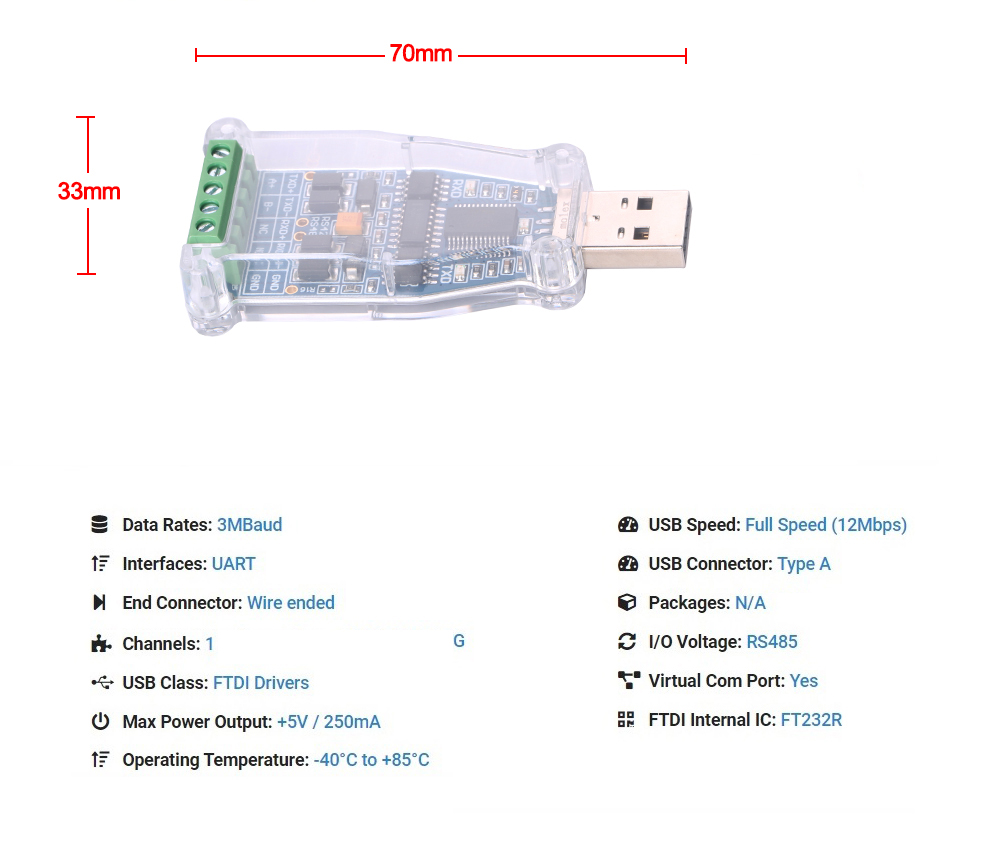FTDI USB TO RS485 RS422 485 422 Isolation Module Communication ...