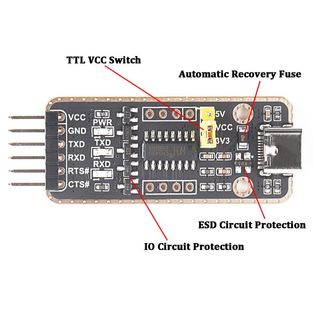 Usb Type C Typec Usbc Female To Ttl Serial Converter Dupont 3 3v 5v Ftdi Board Mudel Cable 6