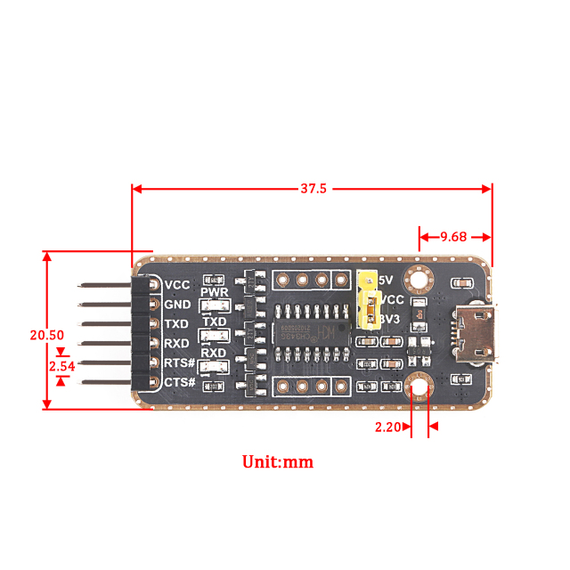 Micro USB to TTL Serial Converter Dupont 3.3V 5V Board Mudel Cable 6 ...