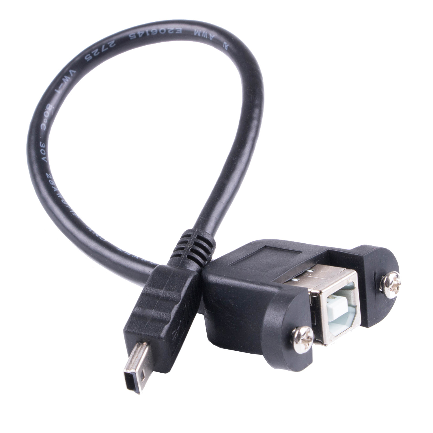 Mini USB to USB Type B Screw Panel Mount Extension Cable