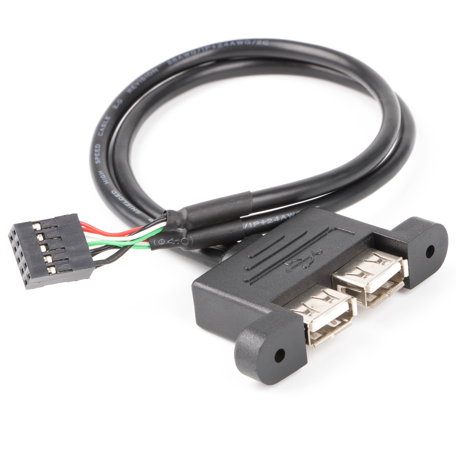 Dual USB 2.0 A Female Panel Mount - 10 Pins 10P 0.1" Header Pitch ...