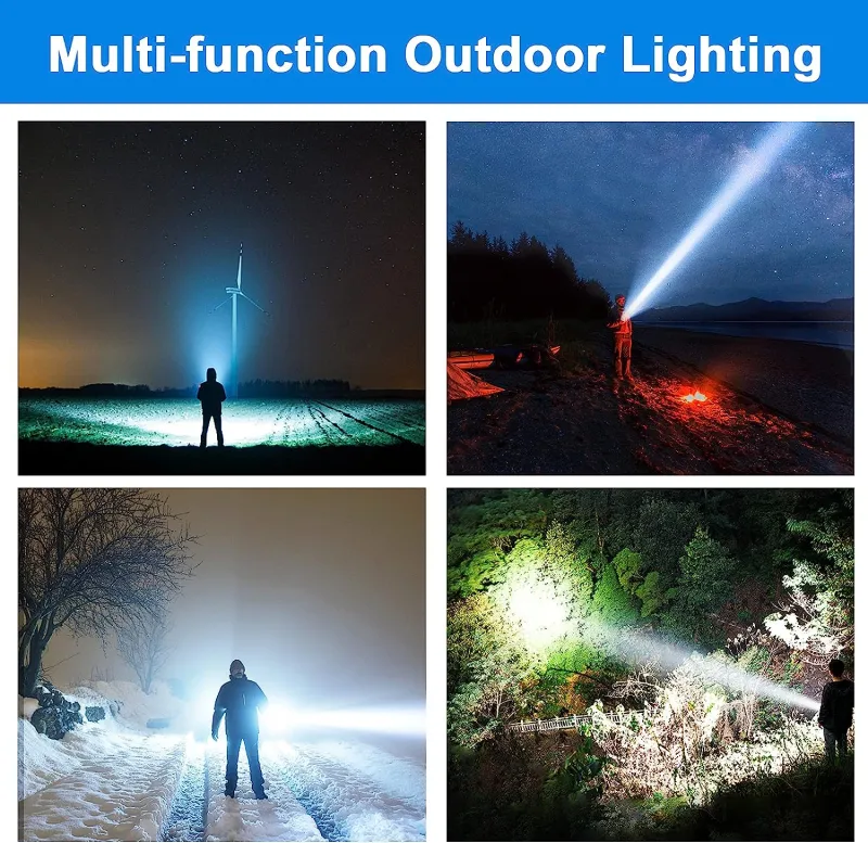 BIGSUN Bright Rechargeable Flashlight, Handheld 12800mAh High Power LED ...