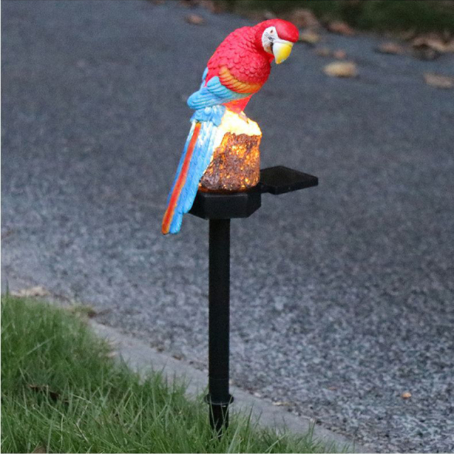 Milalit Solar Powered Parrot Light Bird Blue Red Yellow Green Resin ...