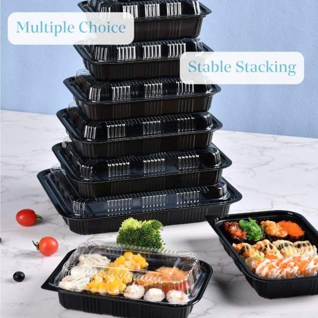 Custom wholesale disposable plastic 1400ml takeout box takeaway packing ...