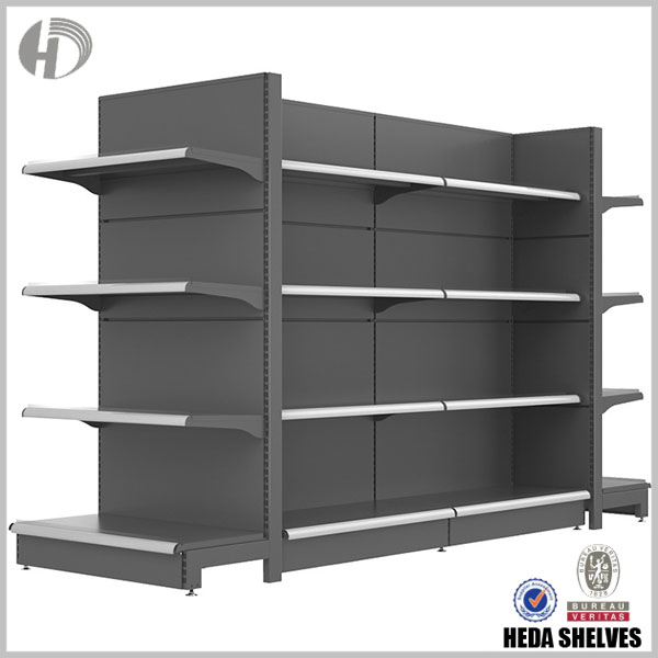 New Black Gondola Shelf For Supermarket - HEDA SHELVES