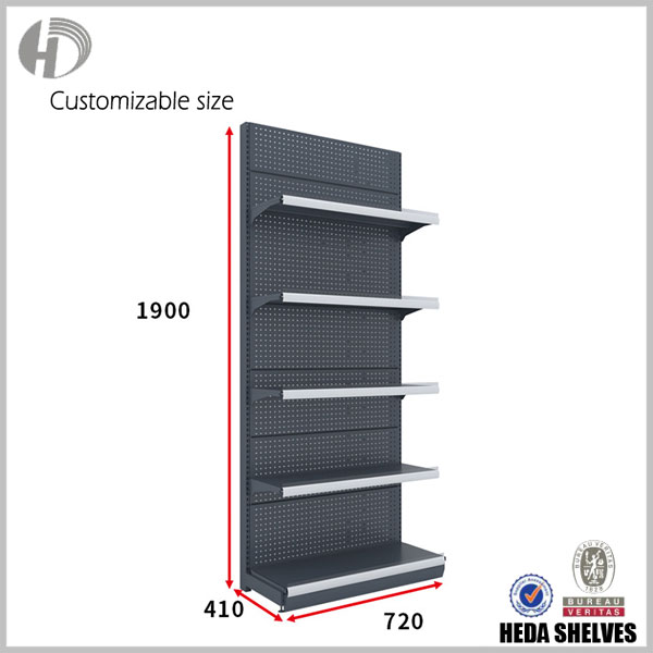 Black Hole Punching Back Gondola Shelving for Supermarket - HEDA SHELVES