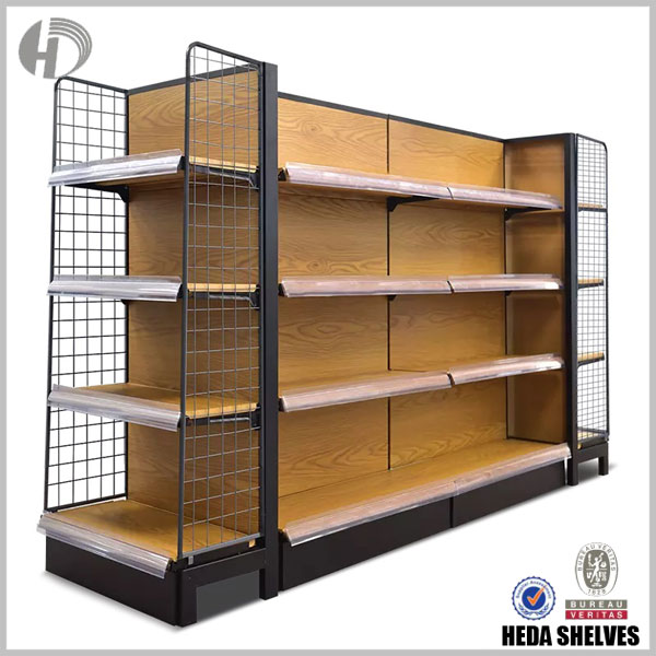 Wood Style Gondola Shelving For Store/Supermarket - HEDA SHELVES